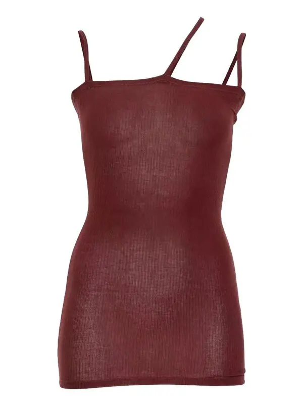 BASERANGE Ribbed Asymmetric Tank Top - Red