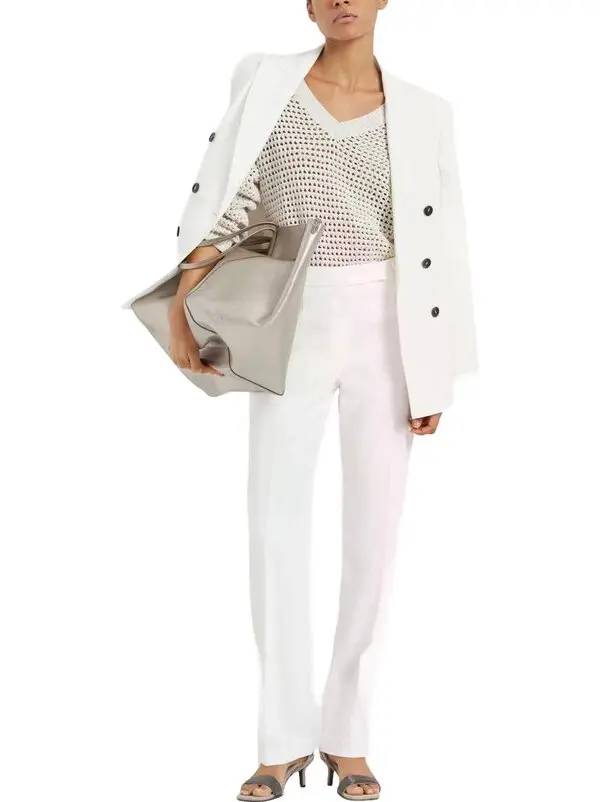 Brunello Cucinelli Cotton Tailored Straight Trousers - White