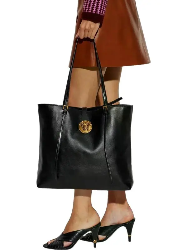 Versace Medusa Leather Tote Bag - Black
