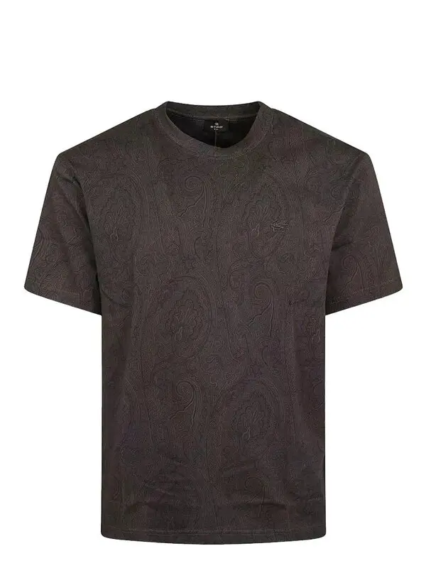 Etro Paisley-print Logo-embroidered T-shirt - Brown