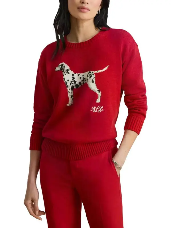 Ralph Lauren Dog-intarsia Crew Neck Sweater - Red