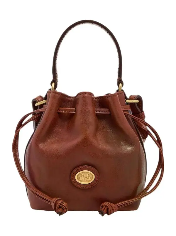 THE BRIDGE Mini Story Leather Drawstring Bucket Bag - Brown