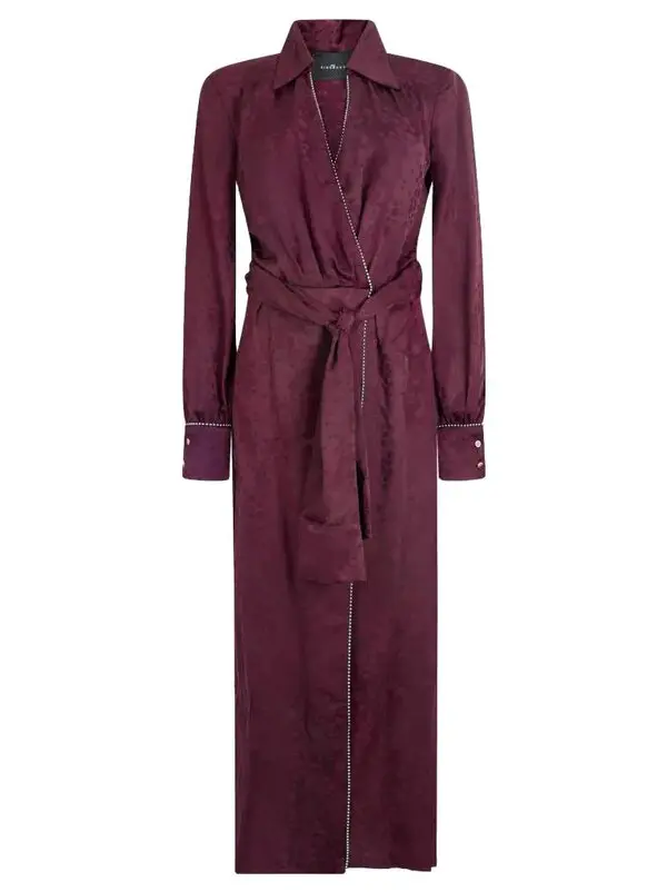 John Richmond Jacquard Pattern Rhinestone Embellished Maxi Dress - Red