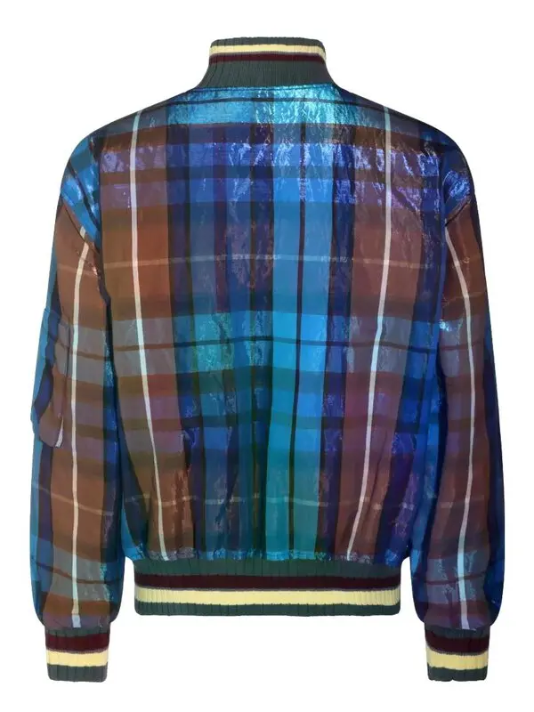 VIVIENNE WESTWOOD Tartan Print Metallic Bomber Jacket - Blue