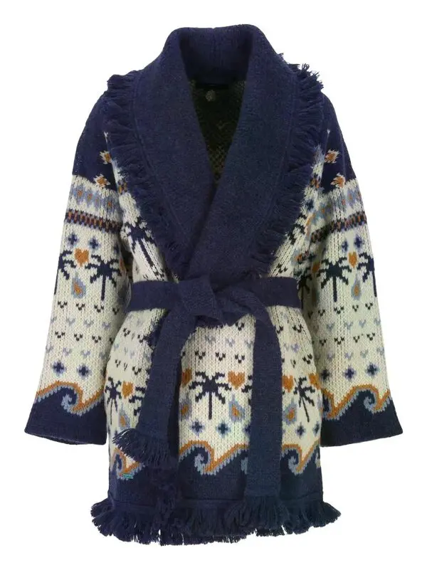 Alanui Jacquard Knit Cardigan - Blue