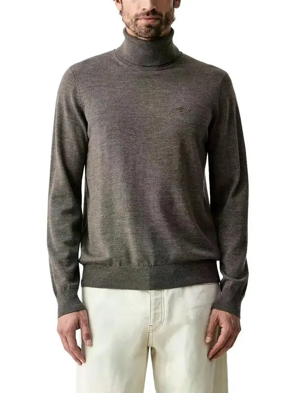 AERONAUTICA MILITARE Roll Neck Fine Knit Sweater With Embroidered Logo - Brown