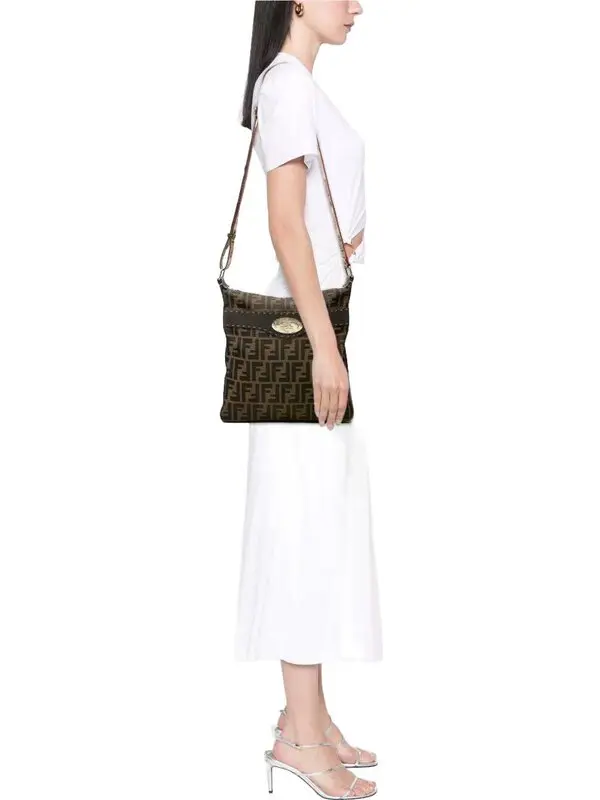 Fendi Zucca Canvas Selleria Crossbody Bag - Brown
