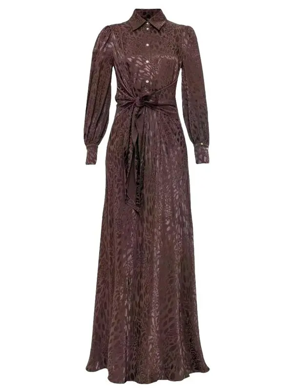 NISSA Leopard Print Viscose-blend Midi Dress - Brown