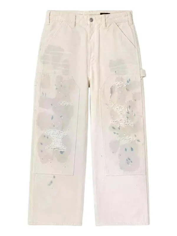 EVISU Distressed Double-knee Trousers - Neutrals