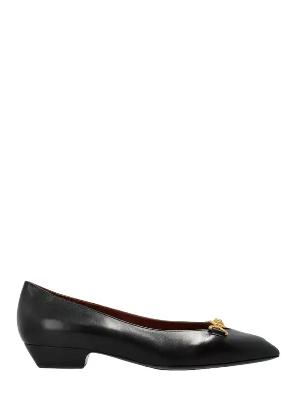 Versace Leather Pointed Toe Ballet Flats With Medusa '95 Plaque - Black