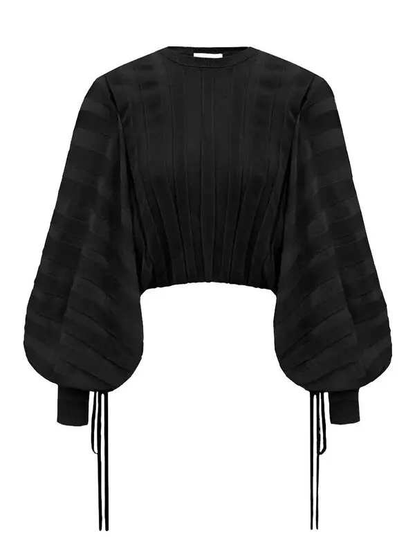 Zimmermann Valiant Pleated Balloon Sleeve Sweater - Black