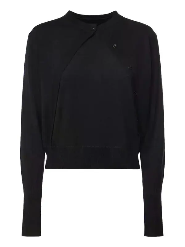 Pinko Asymmetrical Button-fastening Wool Sweater - Black