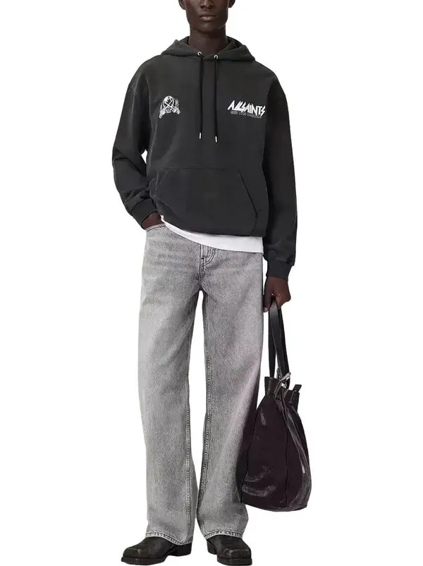 ALLSAINTS Graphic Print Washed Effect Hoodie - Black