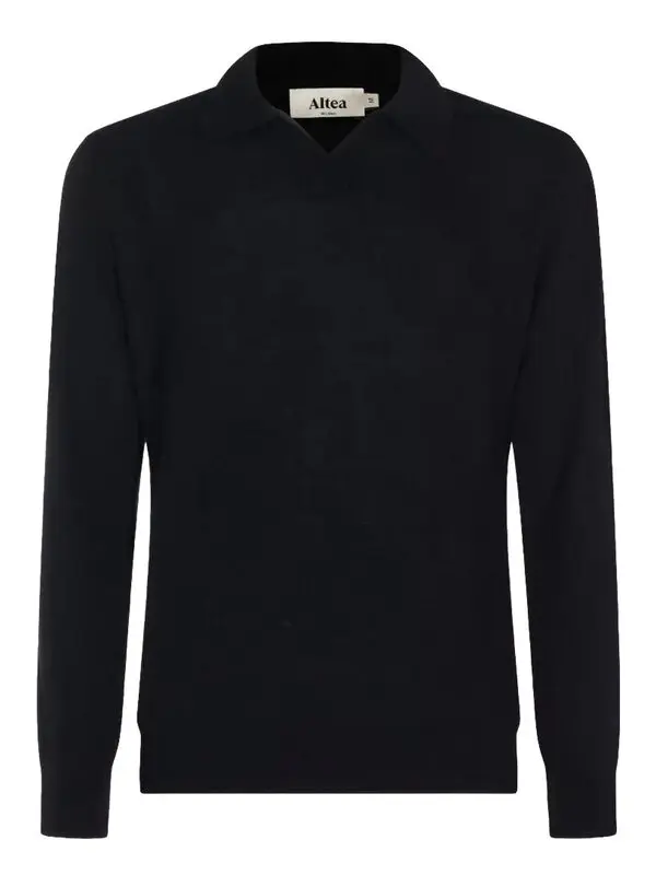 Altea Spread Collar Fine Knit Pullover - Blue