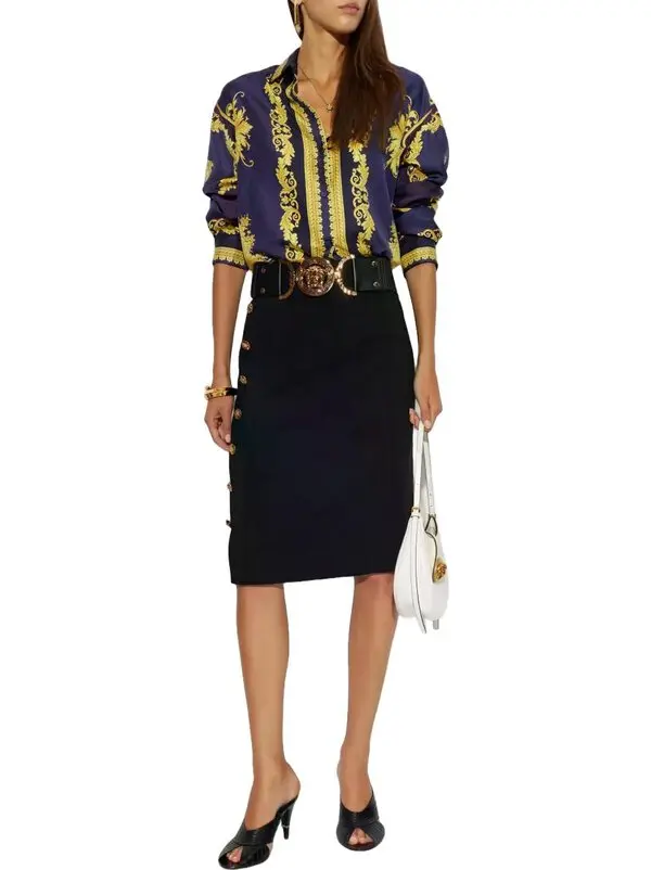 Versace Buttoned Midi Skirt - Black