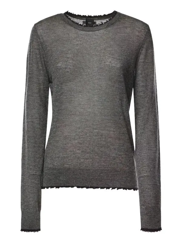 Pinko Frayed-edge Crew Neck Sweater - Grey