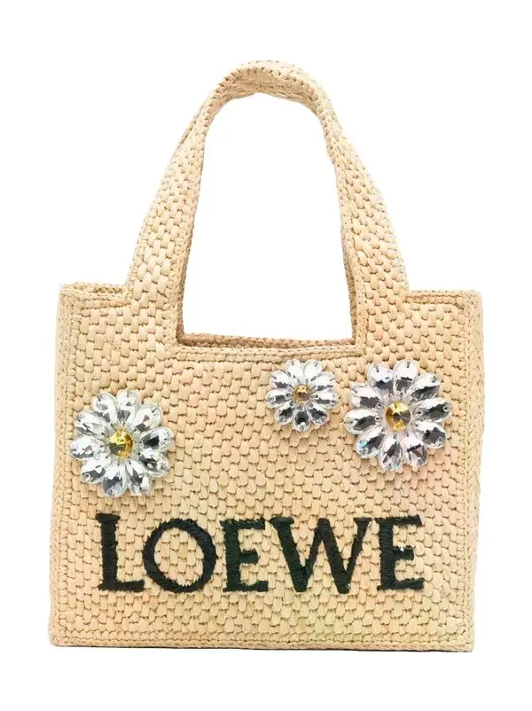 Loewe X Paula's Ibiza Mini Crystal-embellished Tote Bag - Neutrals