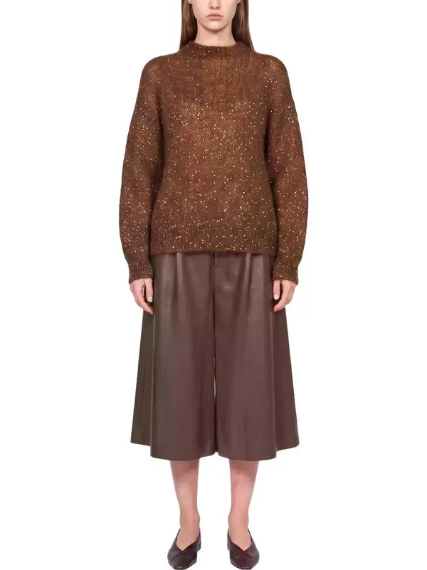 Brunello Cucinelli Sequin-embellished Crew Neck Sweater - Brown