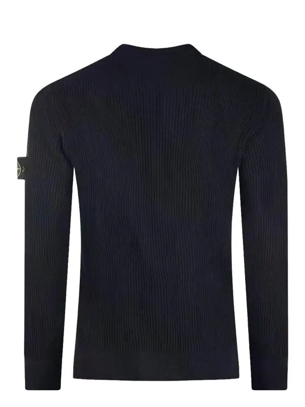 Stone Island Ribbed Knit Crew Neck Sweater - Blue