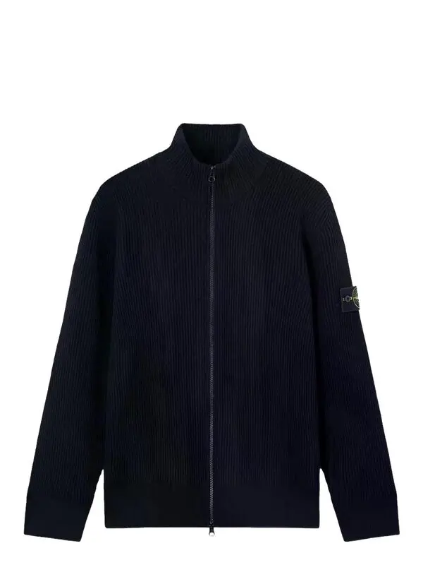 Stone Island Ribbed-knit Zip-up Cardigan - Blue