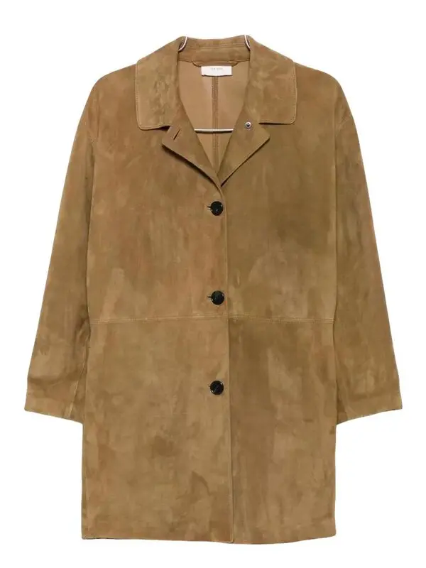 THE ROW Suede Button-up Coat - Neutrals