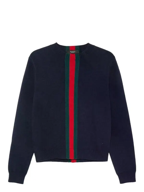 Gucci Web-stripe Fine-knit Sweater - Blue