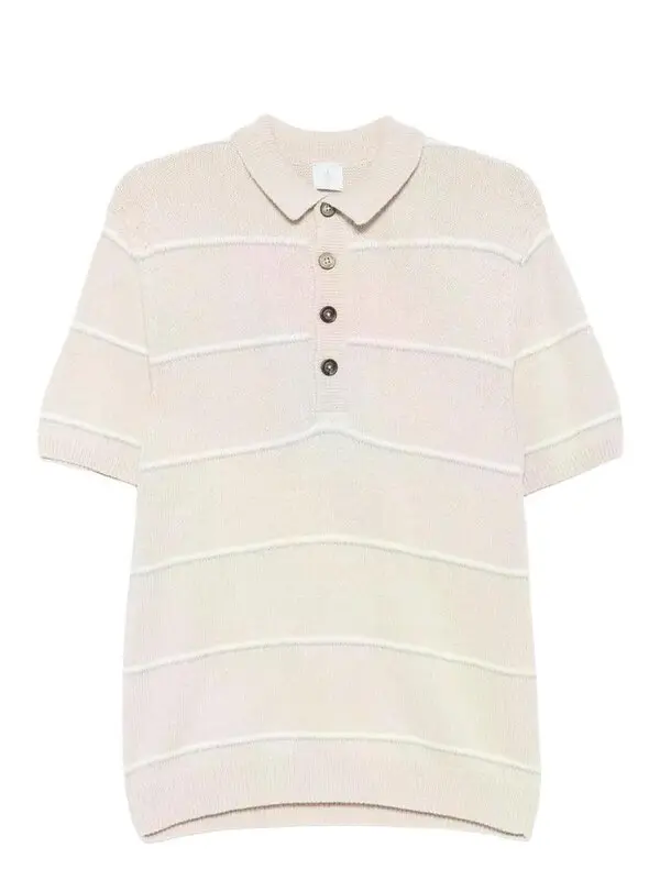Eleventy Striped Knitted Polo Shirt - Neutrals