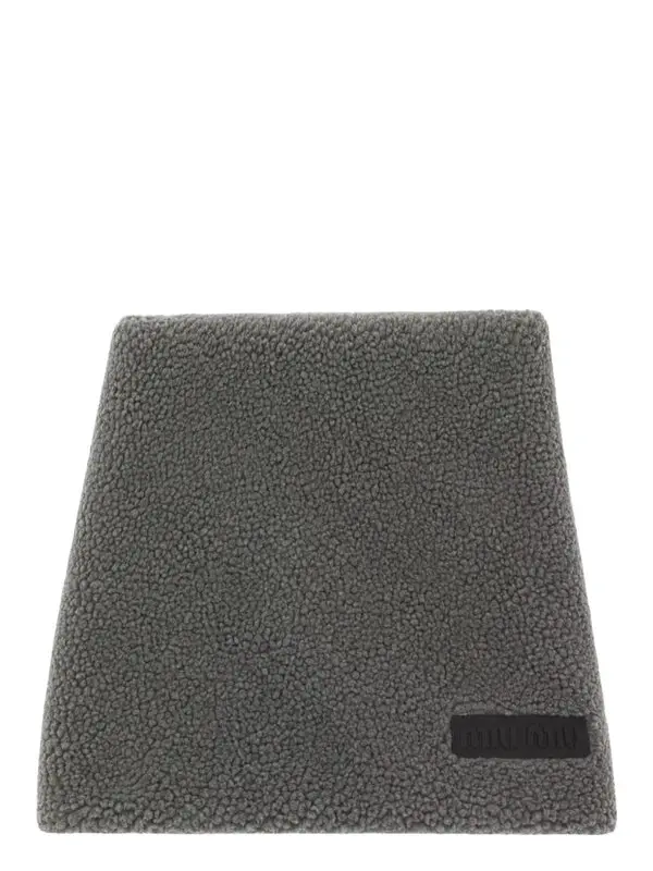Miu Miu Teddy Texture Logo Patch Mini Skirt - Grey