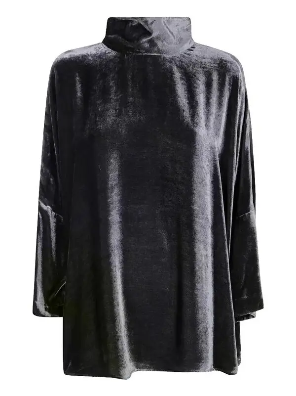 GENTRYPORTOFINO Velvet-effect High-neck Top - Grey