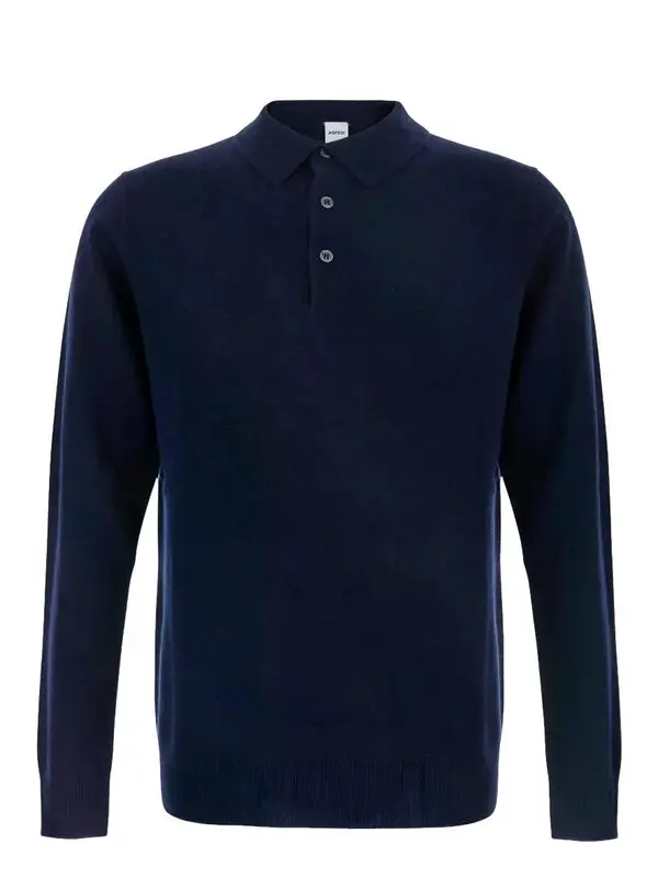 Aspesi Button-down Polo Sweater - Blue