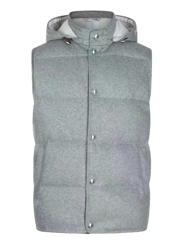 Eleventy Hooded Padded Gilet - Grey
