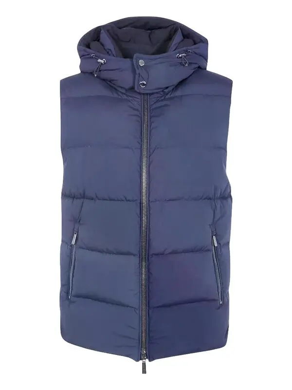 MOORER Quilted Hooded Gilet - Blue