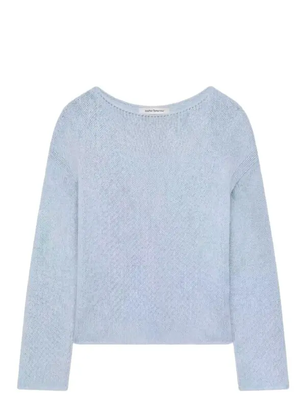 Another Tomorrow Draped Knit Sweater - Blue