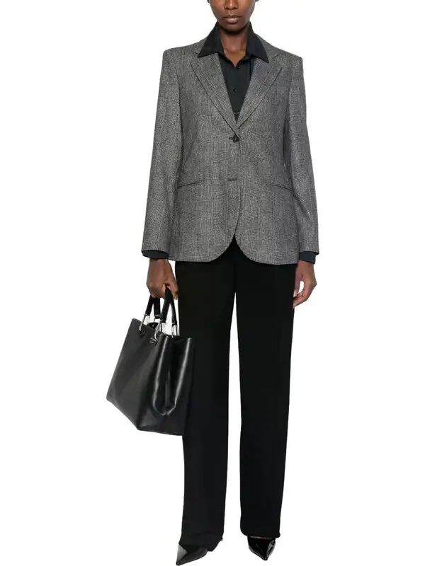 Emporio Armani Single-breasted Checked Blazer - Grey