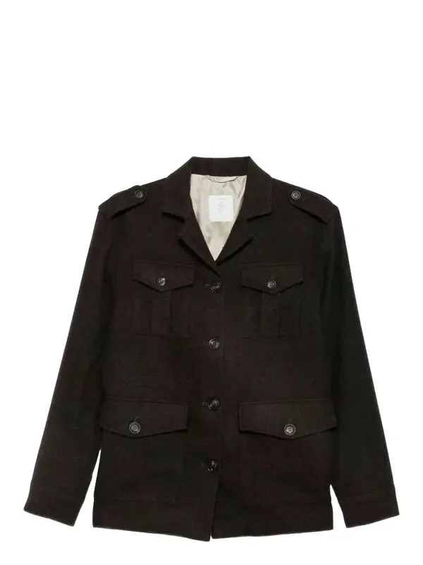 Eleventy Dark Wool Epaulette Jacket - Brown