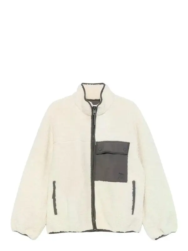 Maison Kitsuné Fleece-texture Panelled Jacket - Neutrals