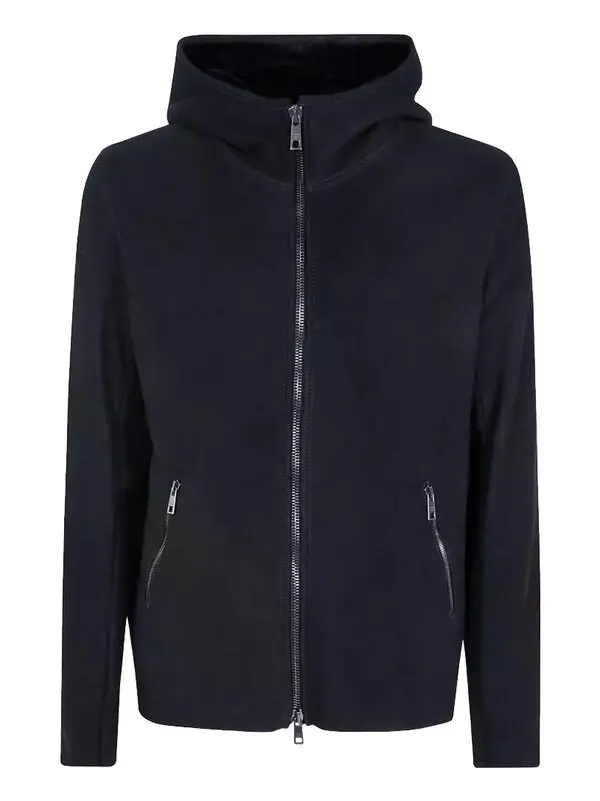 GIORGIO BRATO Calf-suede Hooded Jacket - Blue