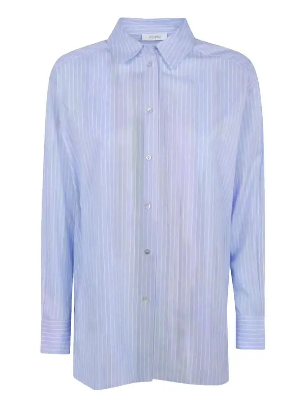 JCSOPHIE Vertical Stripe Cotton Shirt - Blue