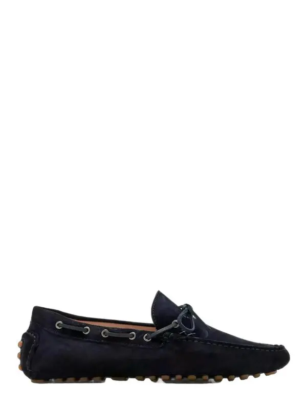 FORSA Suede Loafers With Bow Detailing - Blue