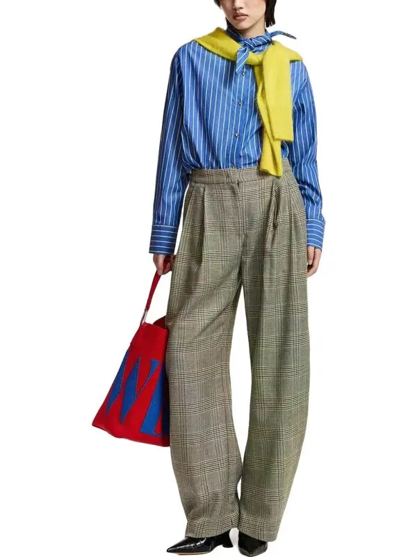 Essentiel Antwerp Checked Barrel-leg Trousers - Black