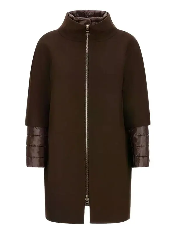Herno Wool Coat With Ultralight Bib - Brown