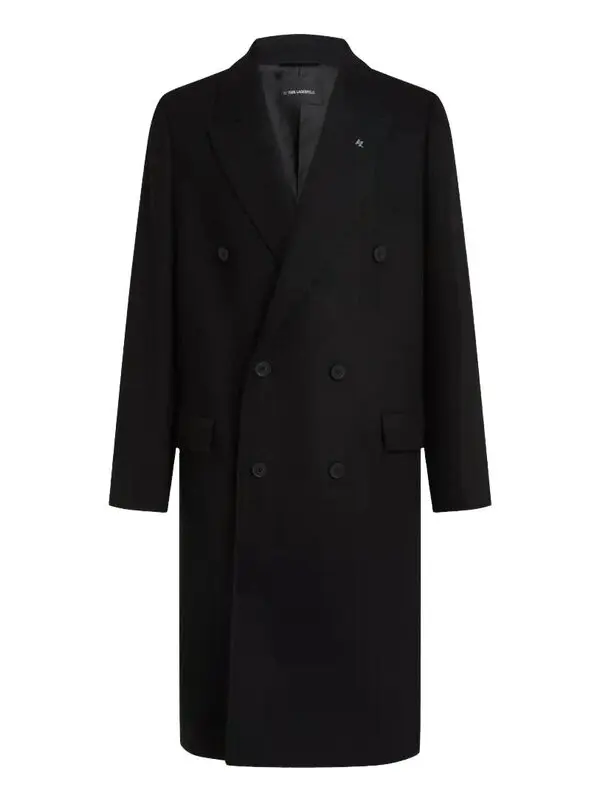 Karl Lagerfeld Wool-blend Long Coat - Black