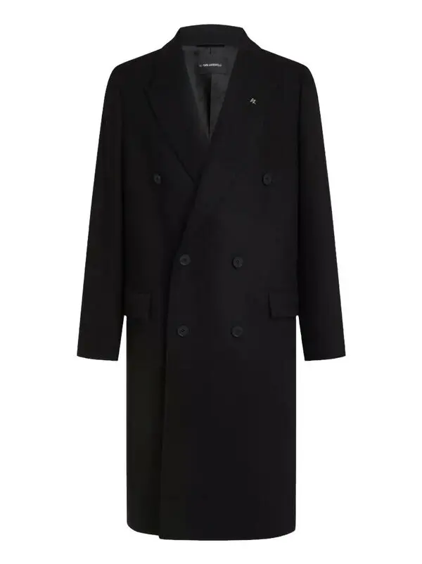 Karl Lagerfeld Wool-blend Long Coat - Black