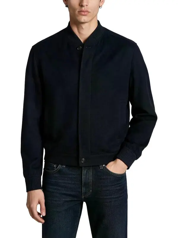 Zegna Ribbed-trim Bomber Jacket - Blue