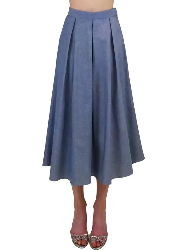 Azeeza Sheridan Pleated Midi Skirt - Blue
