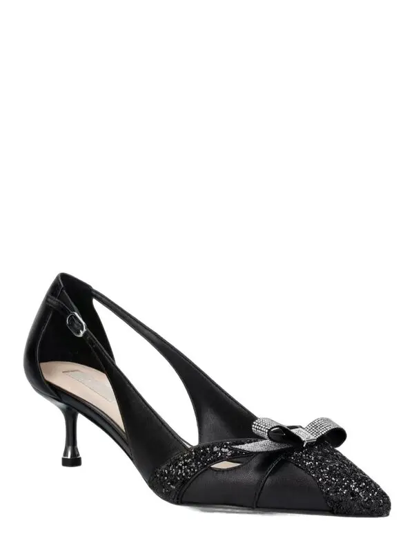 Liu Jo Glitter Cut-out Pumps With Bow Detailing - Black