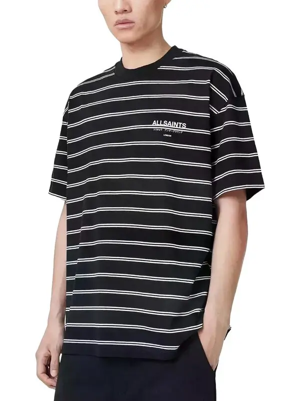 ALLSAINTS Undergorund Logo-print Horizontal-stripe T-shirt - Black