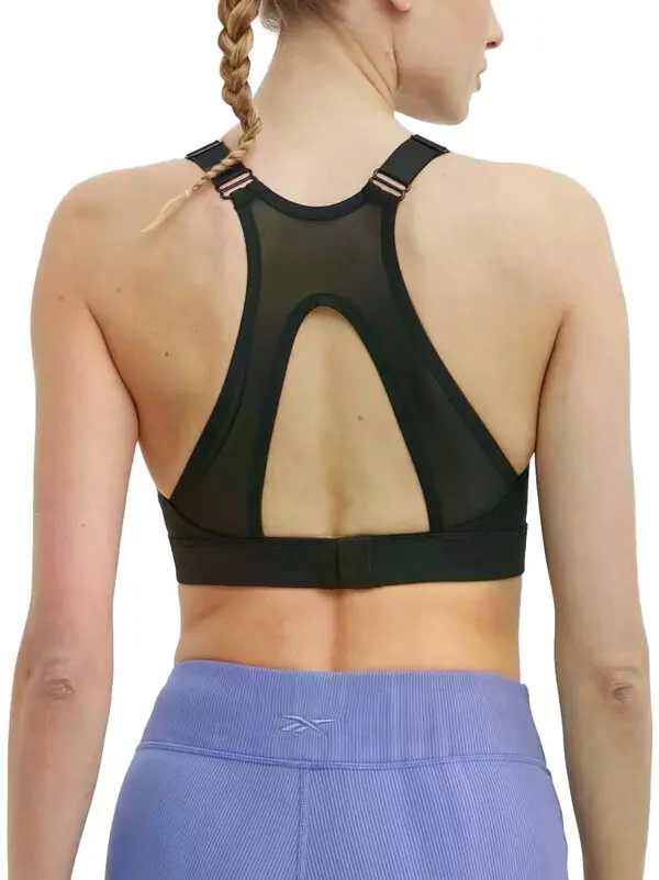 REEBOK Lux Logo-print Racerback Bra - Black