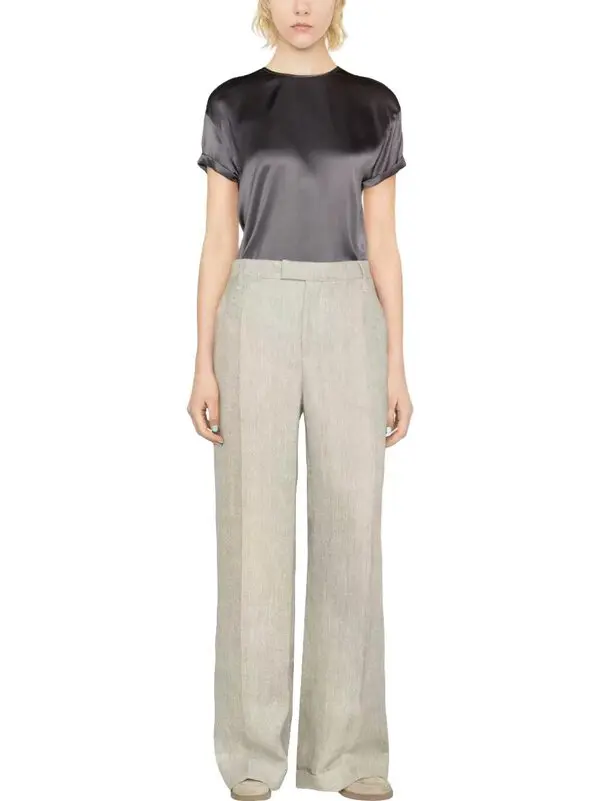 Brunello Cucinelli High-waist Tailored Linen Trousers - Grey