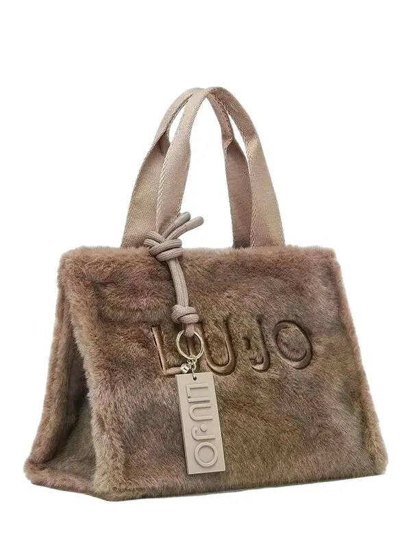 Liu Jo Faux-fur Logo-embroidered Shoulder Bag - Brown